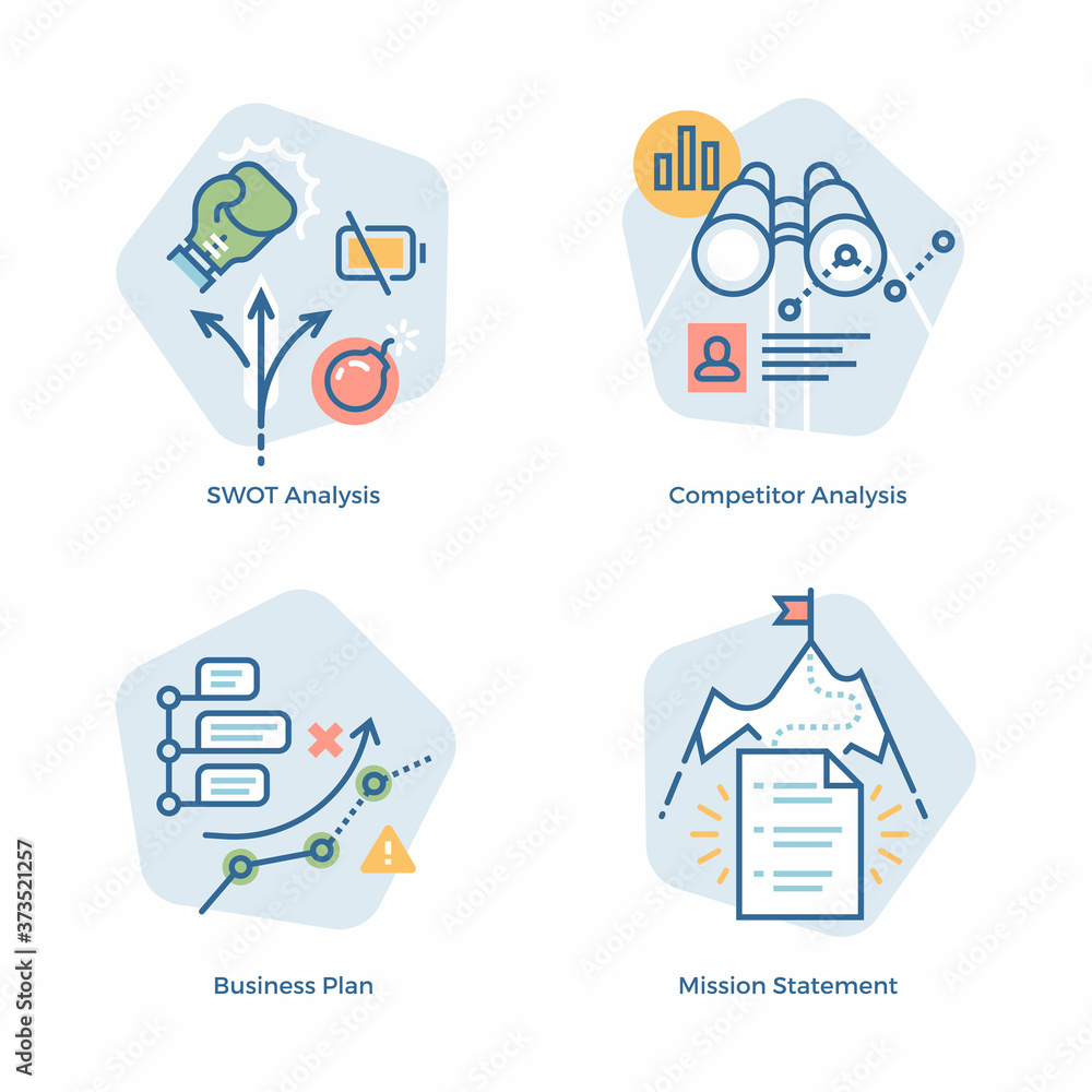 Cool vector Business Plan themed design elements in light minimalistic ...