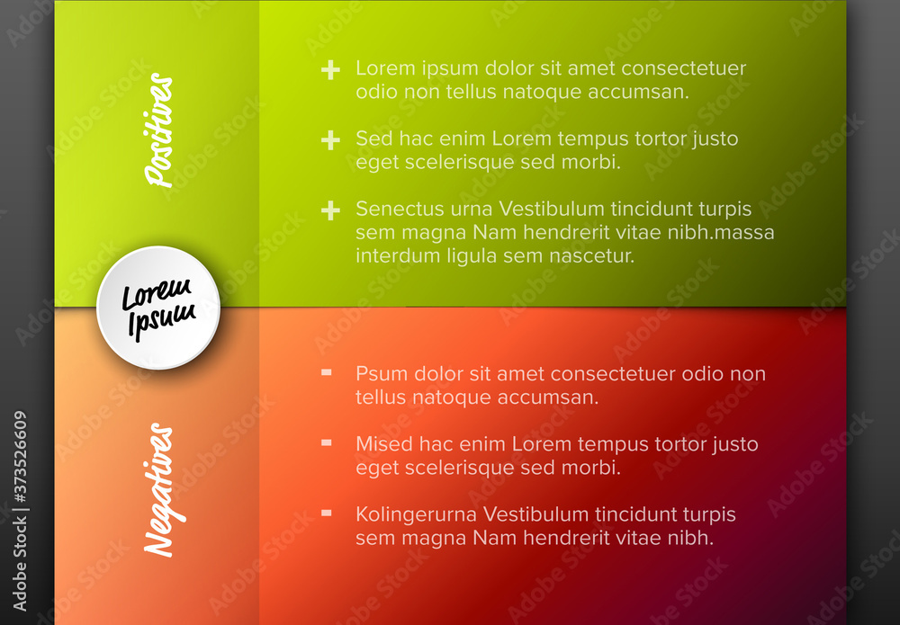 Vector Pros and Cons Compare Horizontal Table Layout Stock Template ...