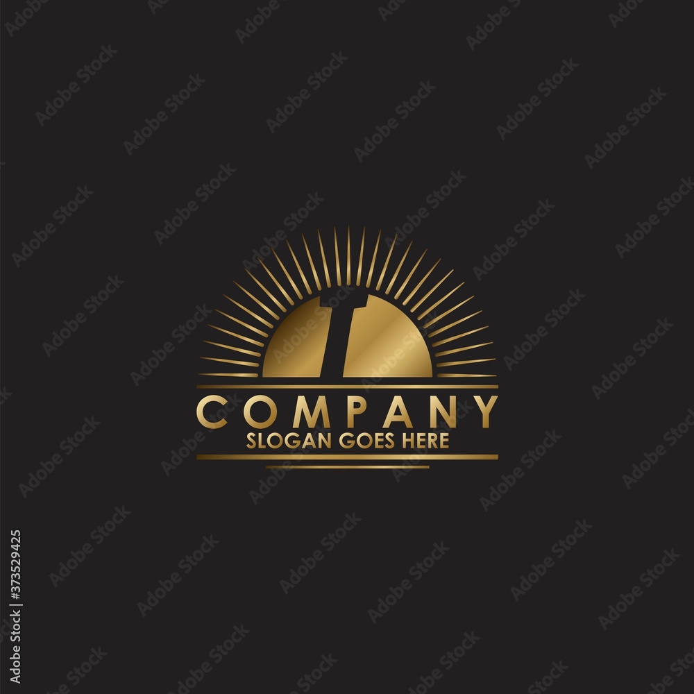 Gold Sun Initial Letter T Logo vector design for business identity ...