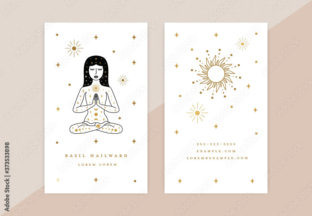Astrology Meditation Business Card Layout Design Stock Template | Adobe ...