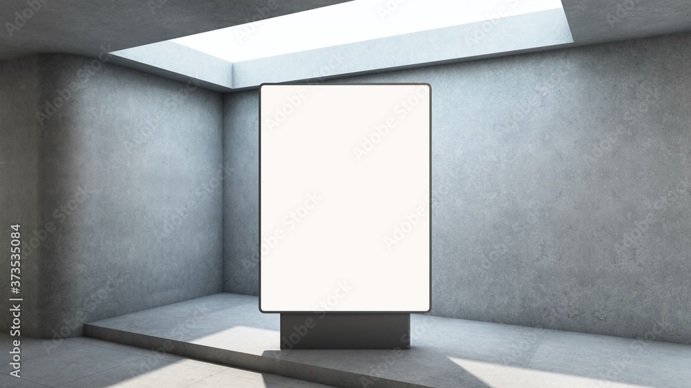 Billboard advertising in a concrete walkway-3D render Stock ...
