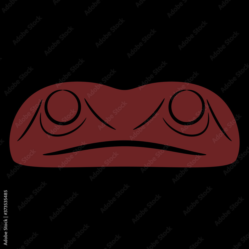Stylized silhouetted face of a frog. Native American art of Haida ...