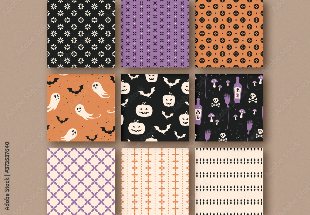 Halloween Patterns Set Stock Template | Adobe Stock