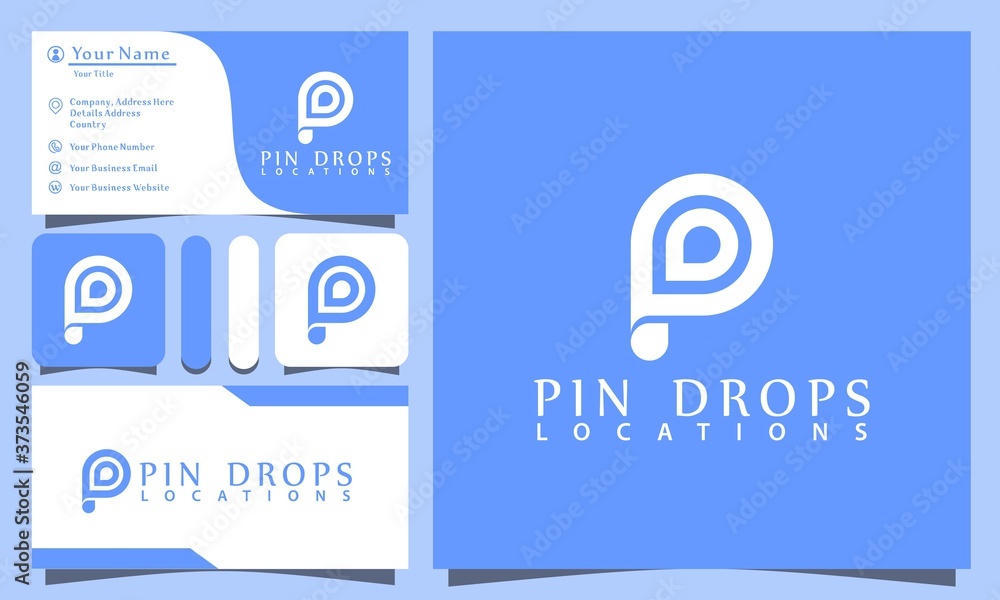 pin drops location logos design vector illustration with line art style ...
