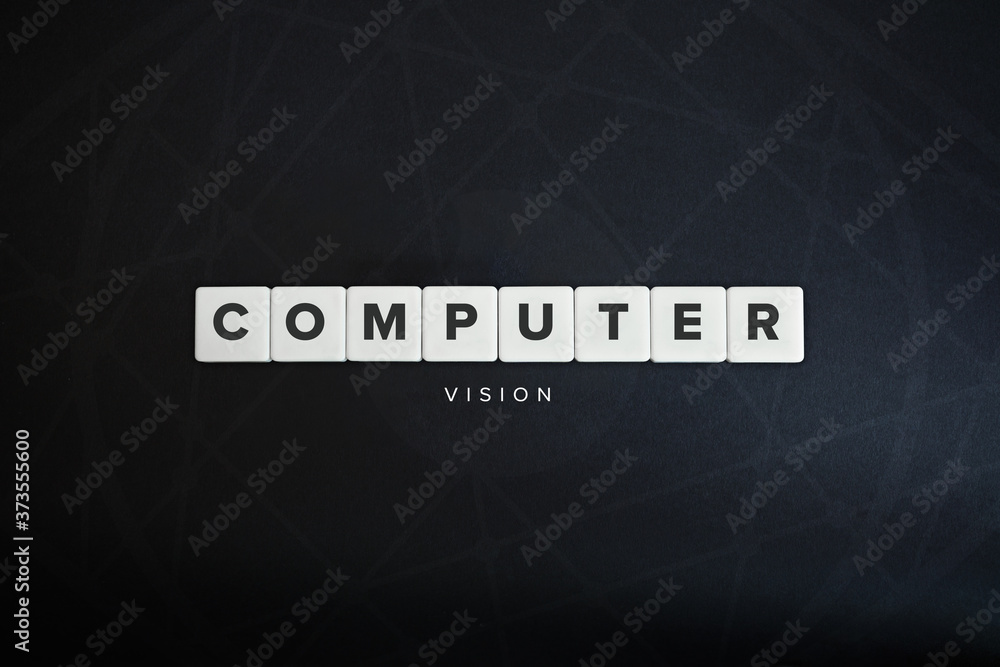 Computer Vision Banner. Block letters on the black paper background ...
