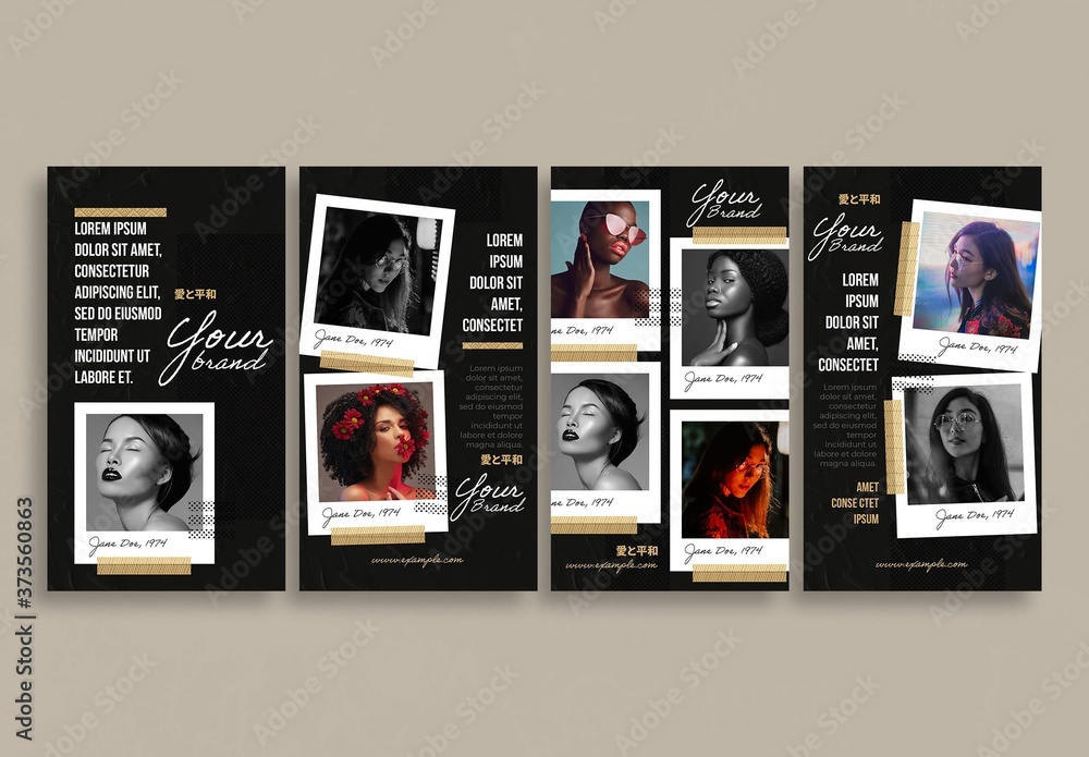 Social Media Story Layouts with Photo Placeholders Stock Template ...