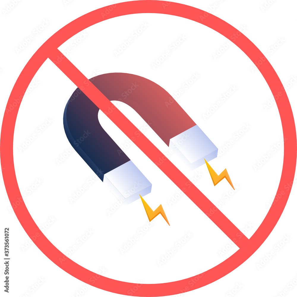 No magnet sign or no inbound magnetic flat vector icon isolated in ...