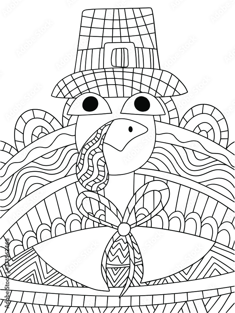 Funny cartoon thanksgiving day turkey coloring page stock vector ...