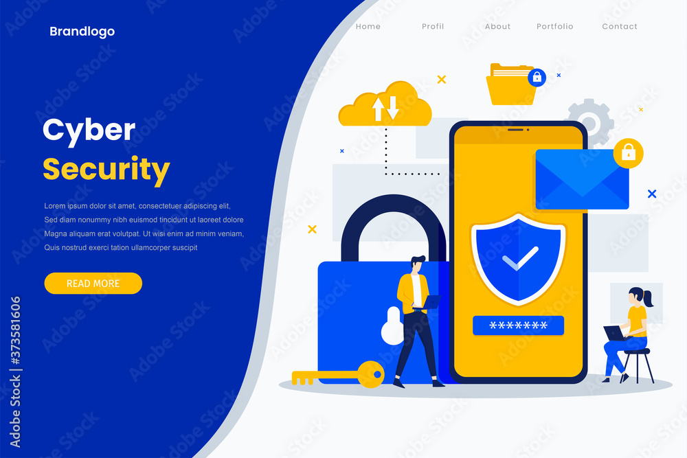 Cyber security modern flat illustration landing page. Illustration for ...