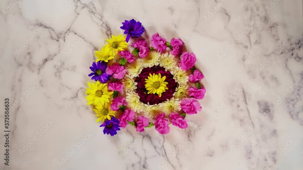 Onam Pookalam / Flower rangoli Stop motion animation Stock Video ...