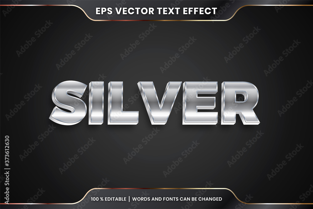 Text effect in 3d Silver words, font styles theme editable metal ...
