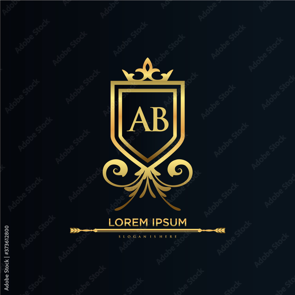 AB Letter Initial with Royal Template.elegant with crown logo vector ...