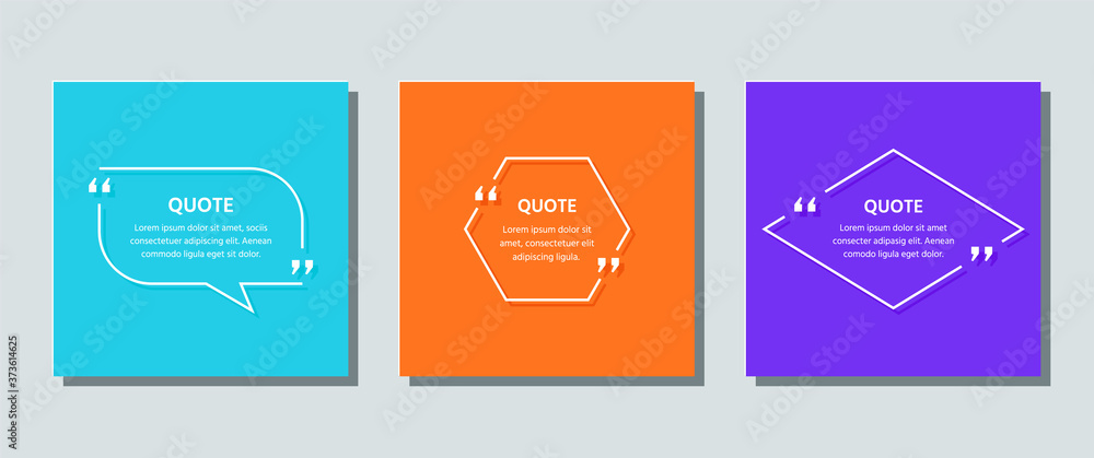 Quote text box. Quotations frame template. Vector. White info comments ...