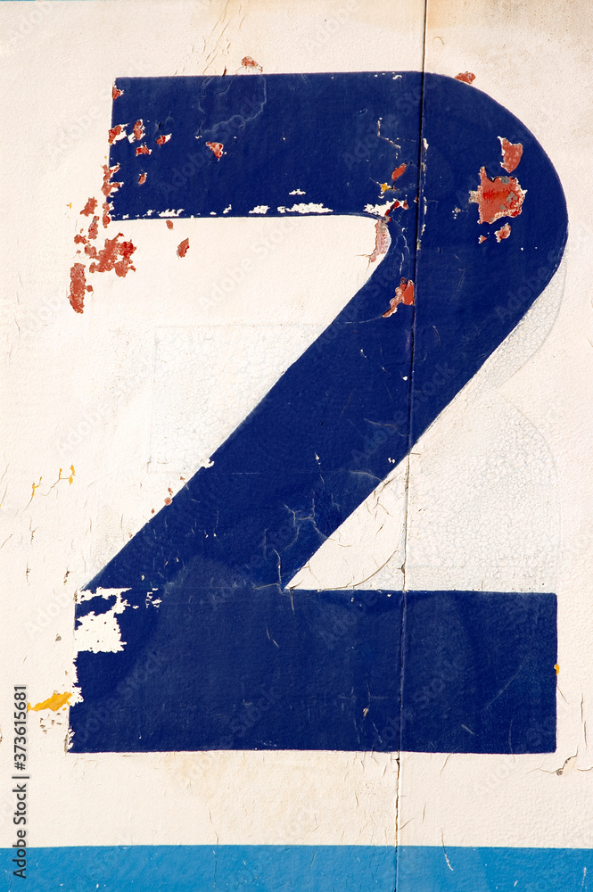 Old used, worn and tattered numbers, each individual character 0 to 9 ...