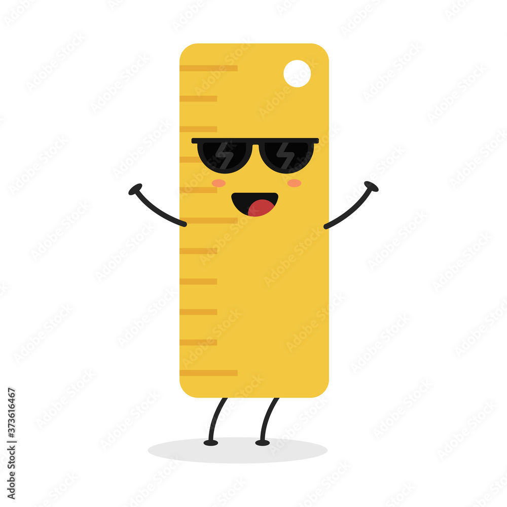 Cute flat cartoon ruler illustration. Vector illustration of a cute ...