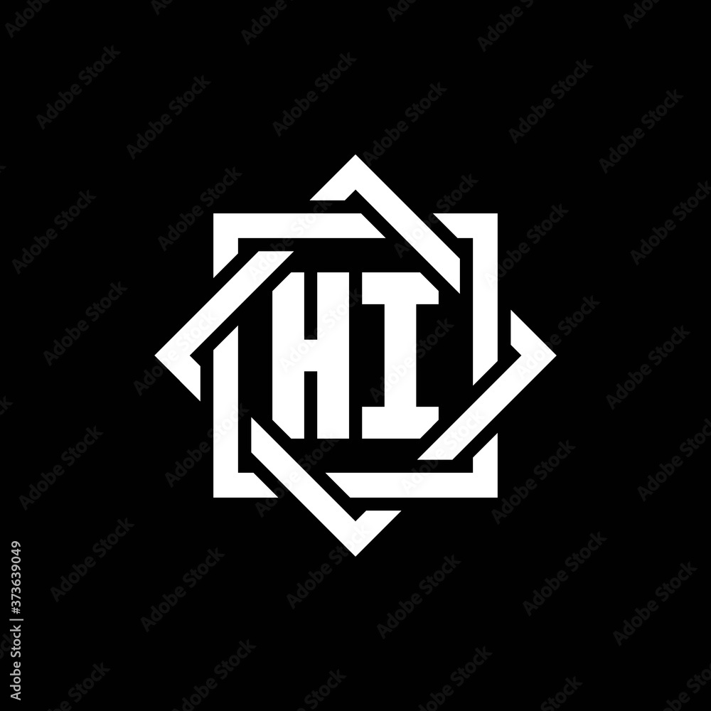 HI monogram logo with abstract square around Stock Vector | Adobe Stock