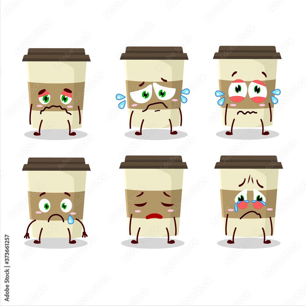 Coffee cup cartoon character with sad expression Stock Vector | Adobe Stock