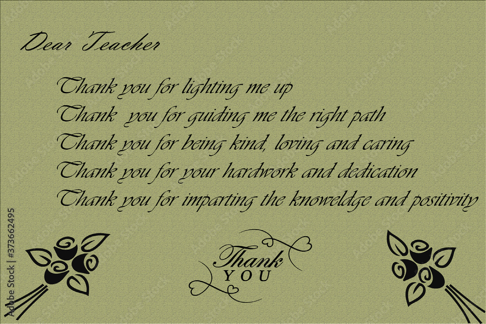 Thank you note for a teacher Stock Illustration | Adobe Stock