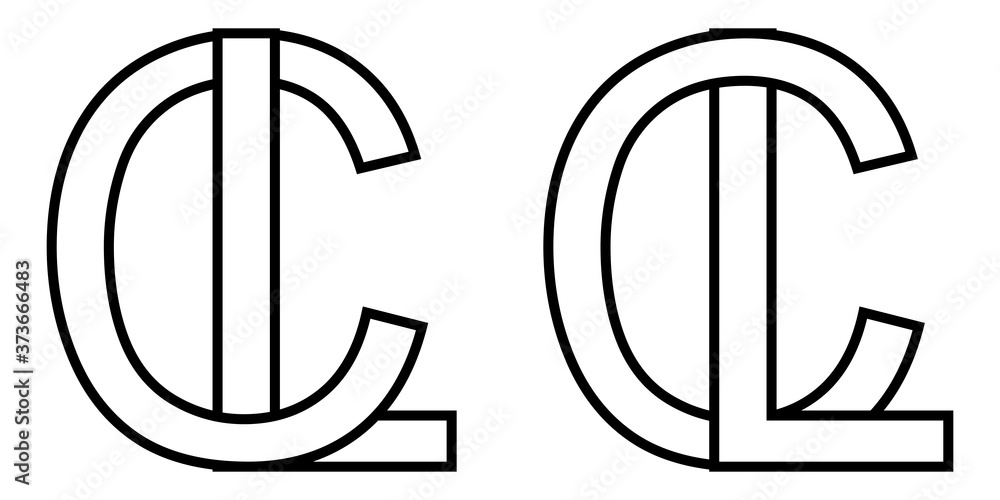 Logo sign lc and cl icon sign two interlaced letters L, C vector logo ...