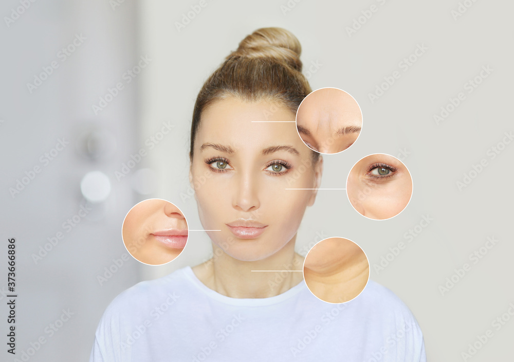 Effects of ageing,Frown/scowl lines ,Nasolabial folds,Neck ,Under eye ...