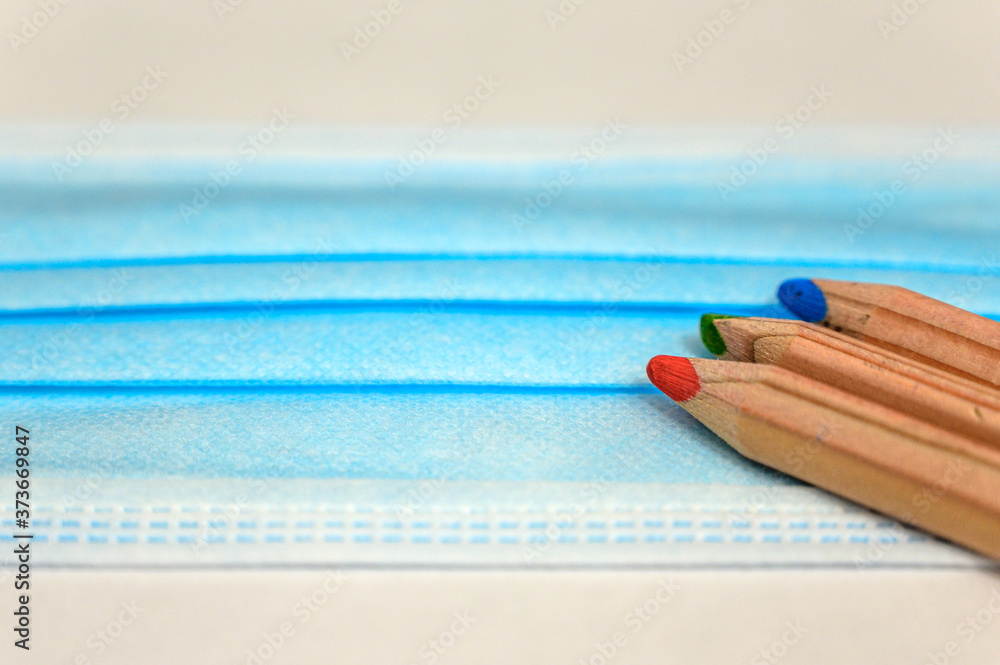 Back to school during the Covid-19 pandemic, photograph of some pencils ...