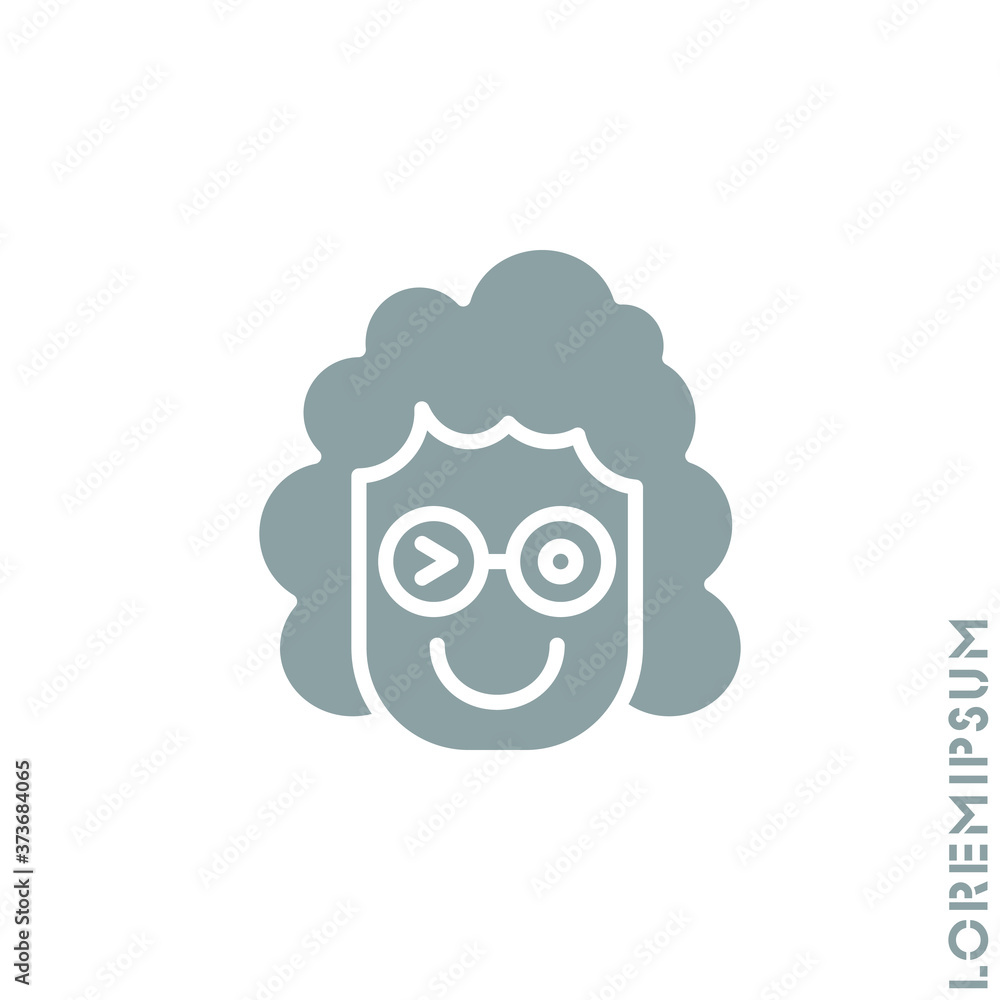 Winking girl, woman. smile emoticons isolated Gray on white background ...