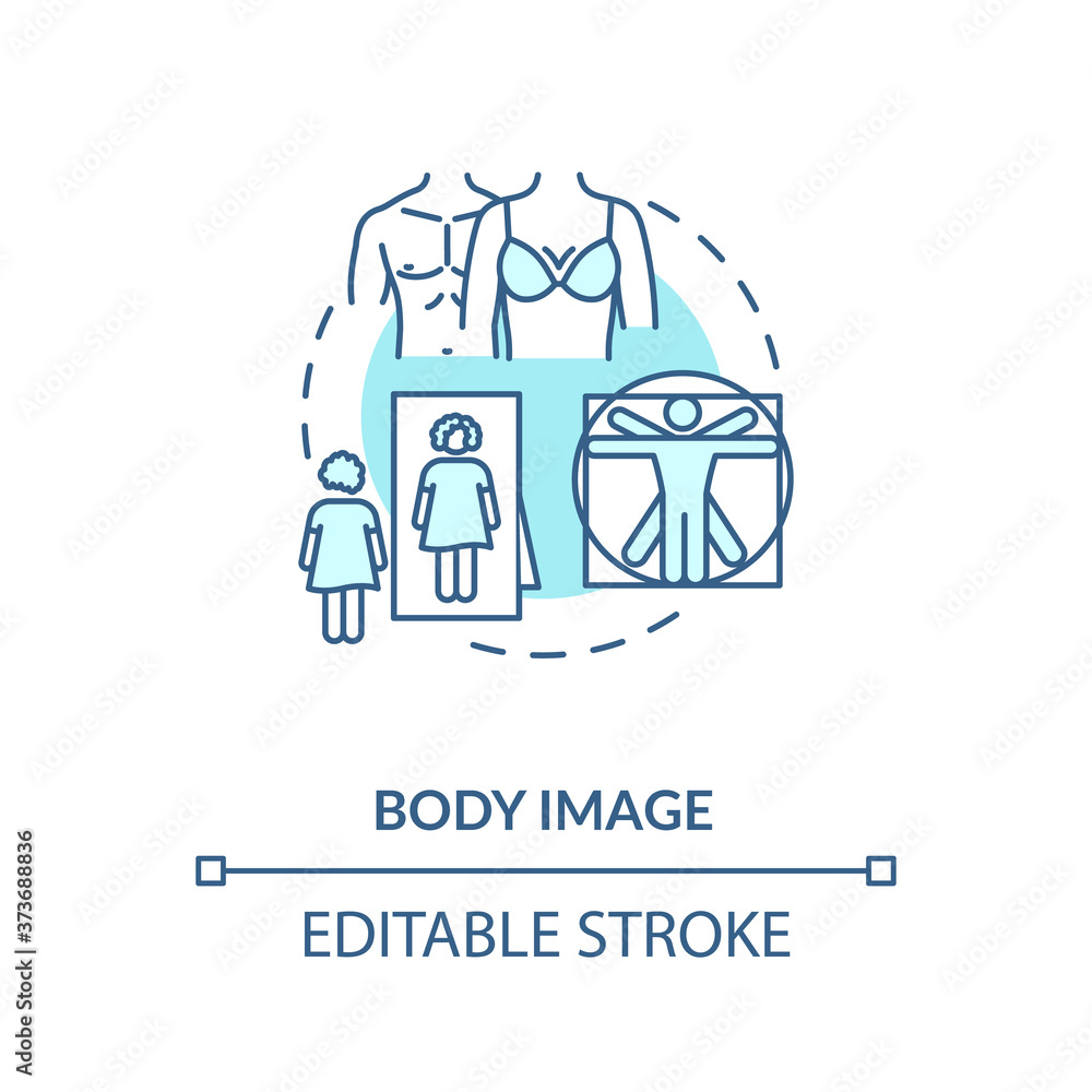 Body image concept icon. Human attractiveness idea thin line ...