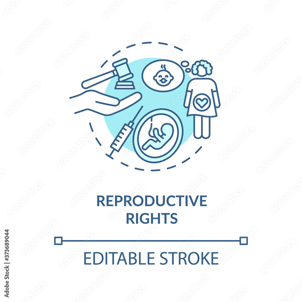 Reproductive rights concept icon. Childbirth legislation idea thin line ...