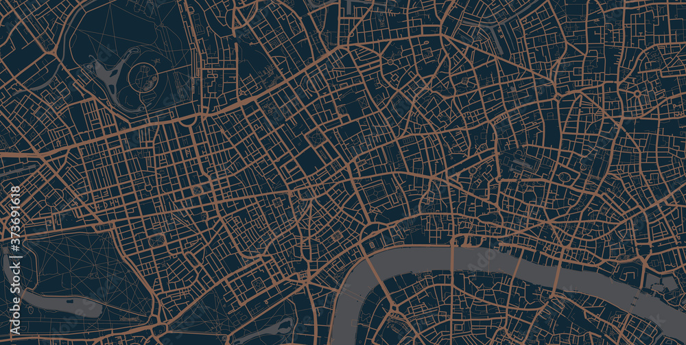 Detailed vector map of central London, UK Stock Vector | Adobe Stock