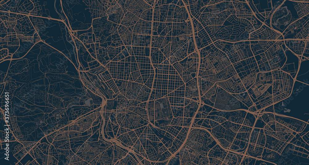 Detailed vector map of Madrid, Spain Stock Vector | Adobe Stock