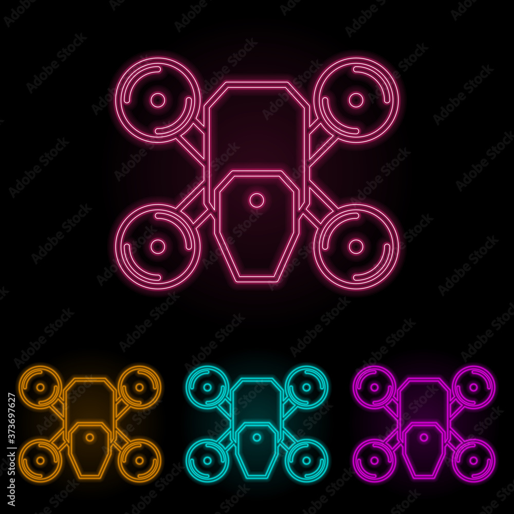 drone color neon set. Simple thin line, outline vector of drones icons ...