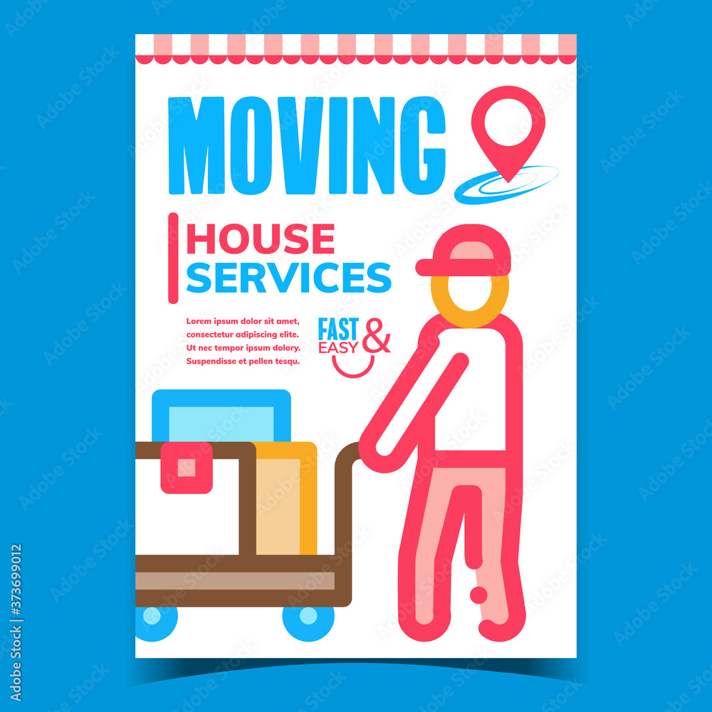 Moving House Services Advertising Poster Vector. Relocation Services ...