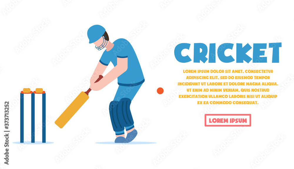 Vector cricket concept. Healthy lifestyle. Sport. A man in cricket gear ...