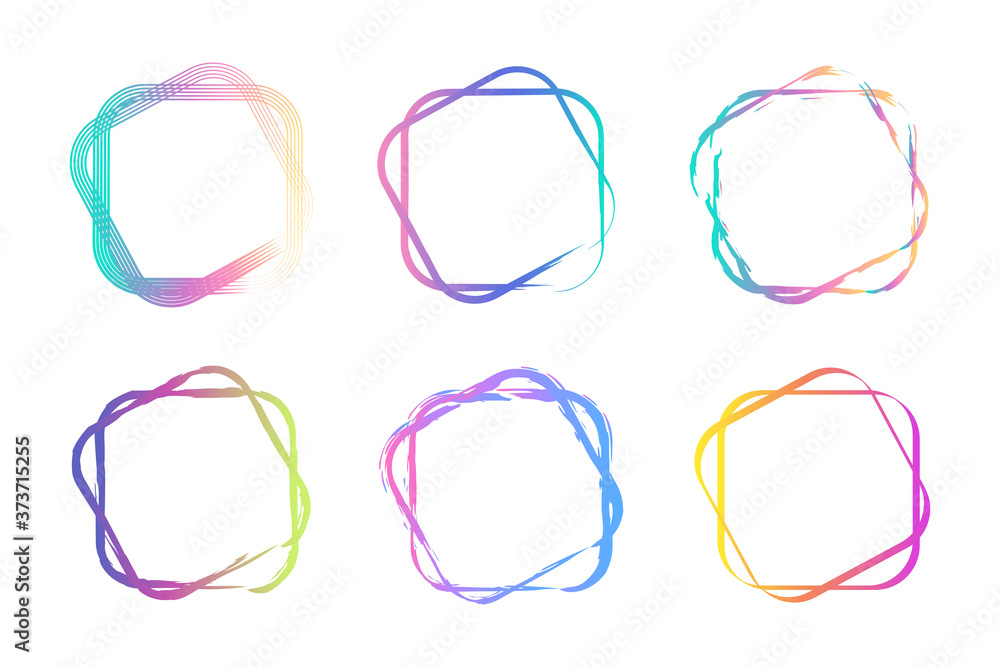 Colorful border design. Lines and brush paint ink textures for logo ...