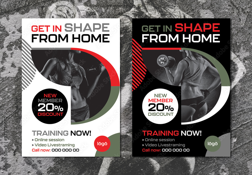 Fitness Studio Promotion Poster Layout Stock Template | Adobe Stock