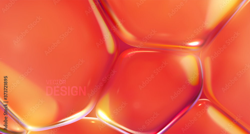 Red and orange transparent soft bubbles. Abstract background. Vector 3d ...