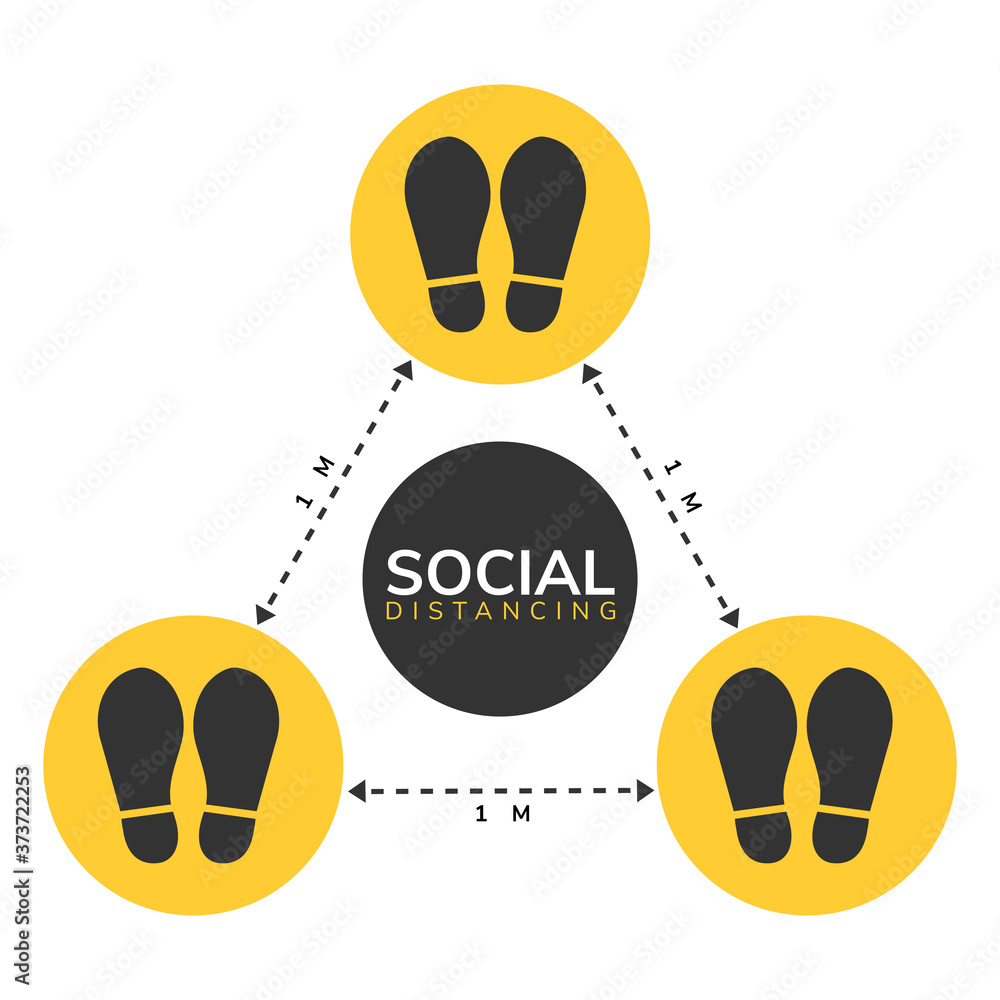 Social distancing footprint icon stand at least 1 meter apart covid-19 ...