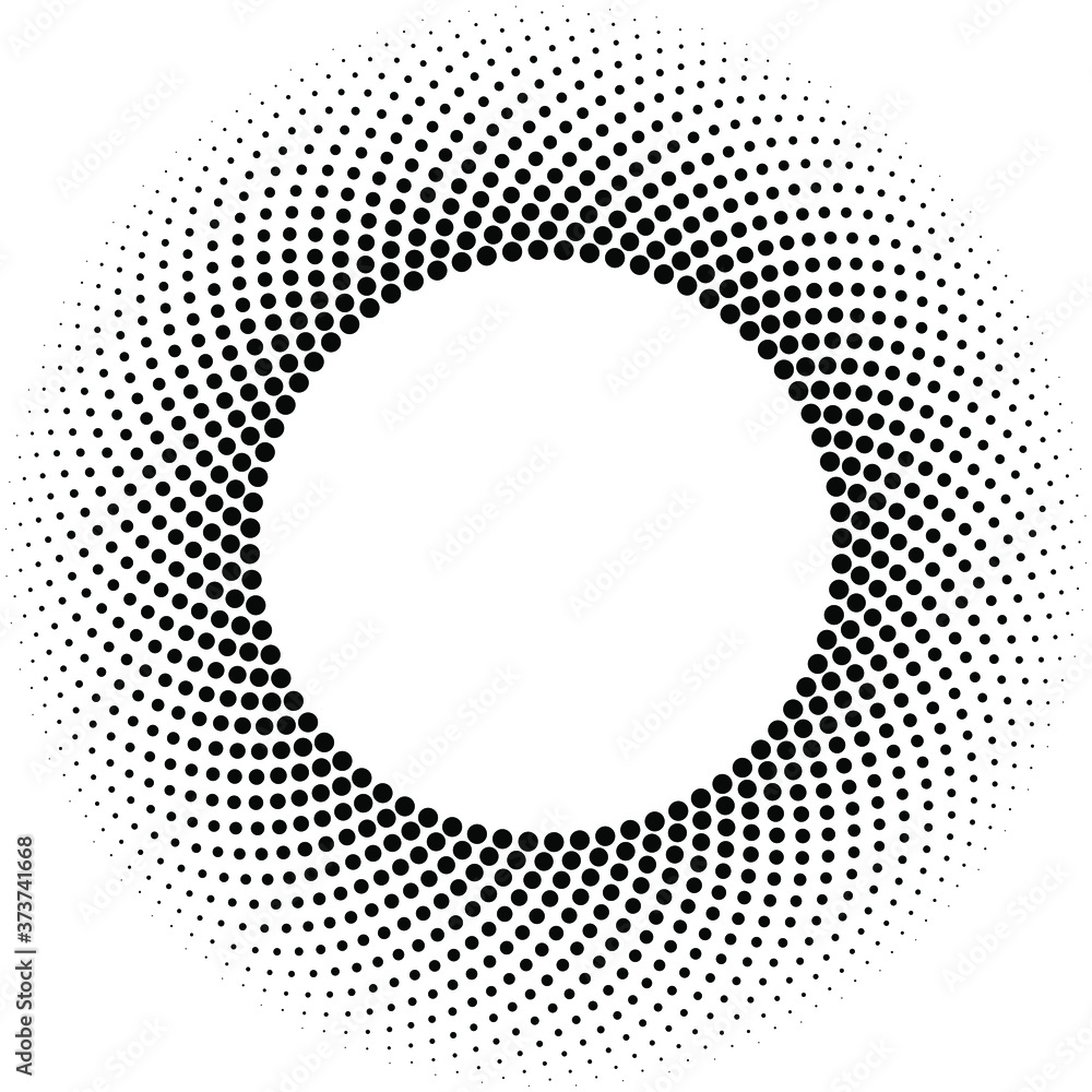 Black abstract halftone dots in circle form. Geometric art. Trendy ...