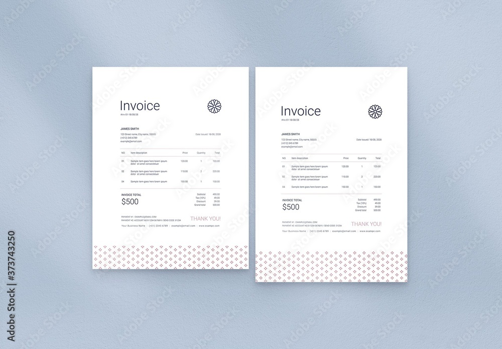 Invoice Layout with Floral Logo and Minimal Style Stock Template ...