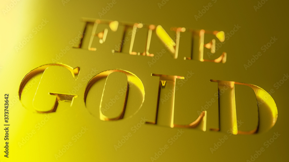 fine gold text on gold ingot, 3d illustration, 4k resolution Stock ...