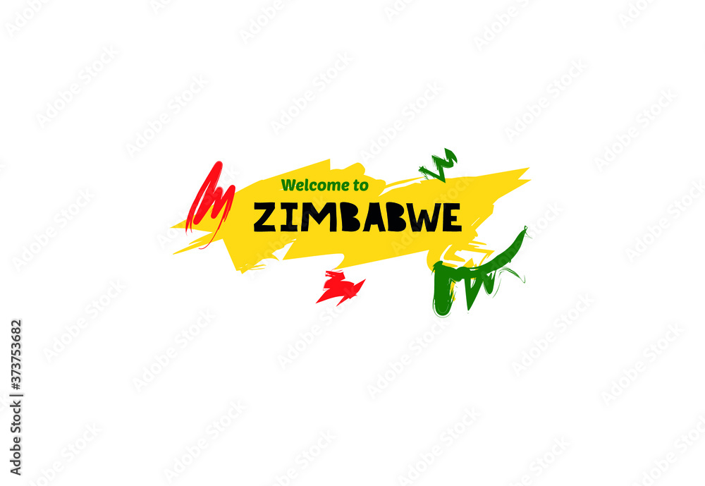 Welcome to Zimbabwe. Name country template design for greeting card ...