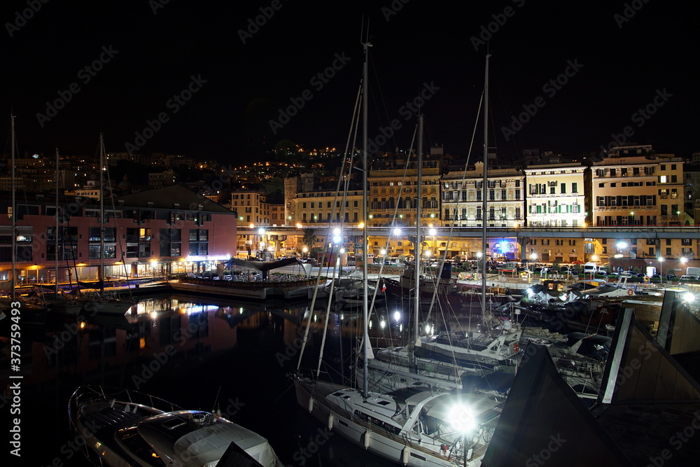 Genoa landscape from the old city to the "Porto Antico", (Ancient Port ...