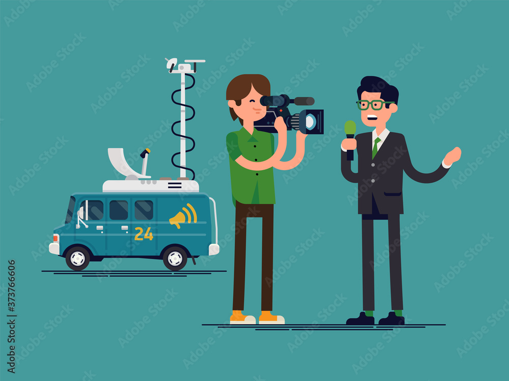 Cool vector character design on special correspondent and camera man ...