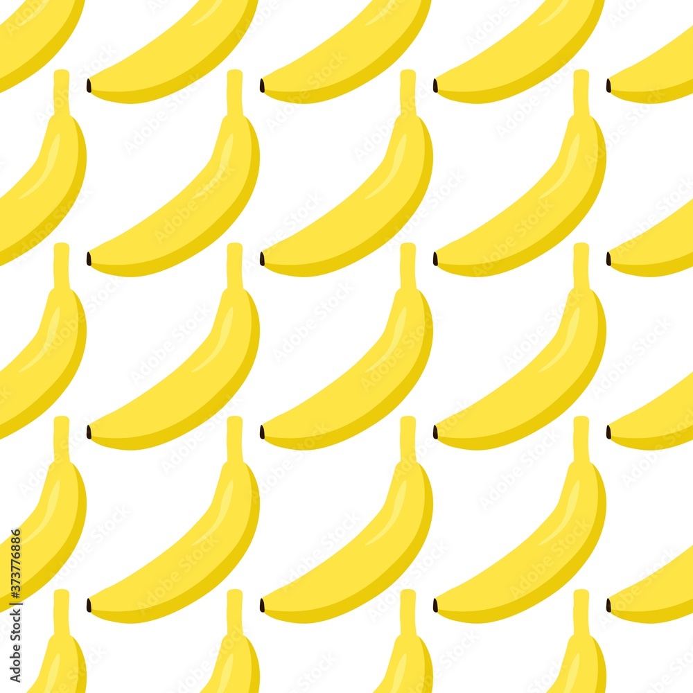 Seamless pattern with bright and juicy tasty banana on a white ...