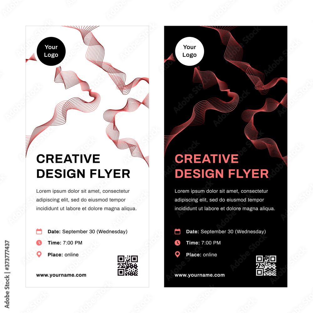 Vetor de Creative vertical flyers on white and black background. Vector ...