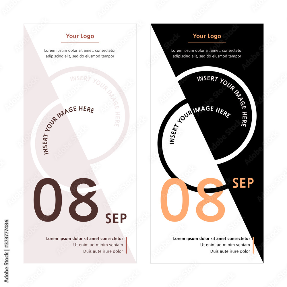 Modern vertical flyers on white and black background. Vector design ...