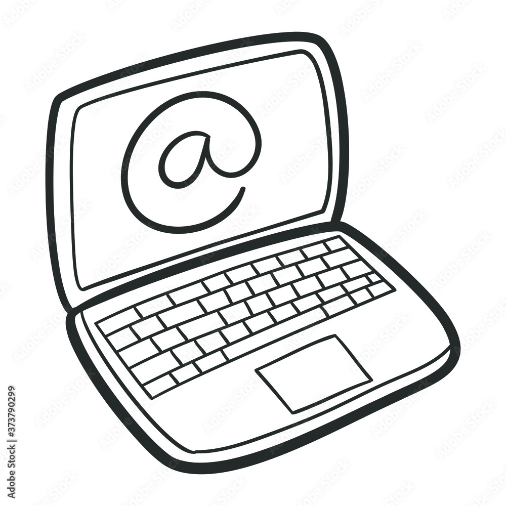 Laptop Computer Traditional Doodle. Icons Sketch Hand Made. Design ...