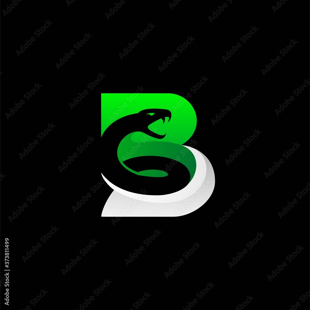 boomslang snake logo, letter B logo design Stock Vector | Adobe Stock