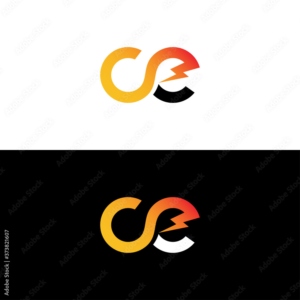 Initial CE letter with Lightning Logo Vector Design Stock Vector ...