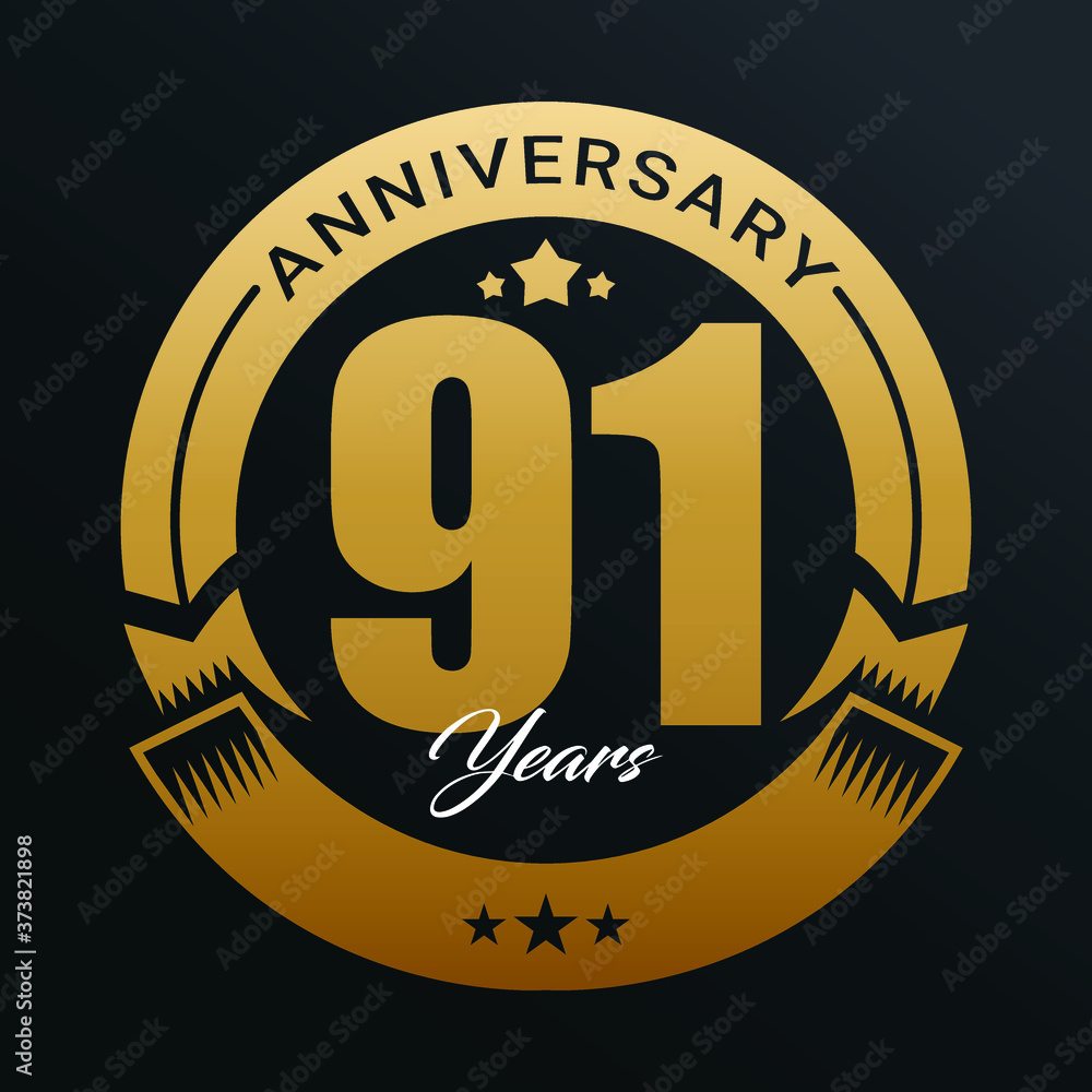 91st Anniversary logo,91 year Anniversary logo design celebration ...